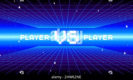 Versus sign with arcade game style with pixel letters over synthwave ...