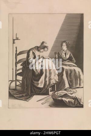 Art inspired by Two Women Sewing by Lamplight, ca. 1853, Zinc plate ...