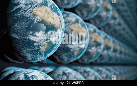 3D rendered illustration of parallel universes in many worlds interpretation of quantum physics ...