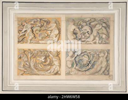 Four Panels with Rinceau Motif, Anonymous, Italian, 17th century Stock ...