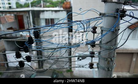Chaotic electric wires from third world country Stock Photo - Alamy