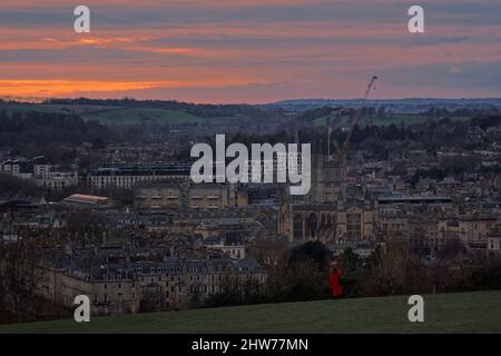 bath skyline sunset from bathwick fields Stock Photo - Alamy