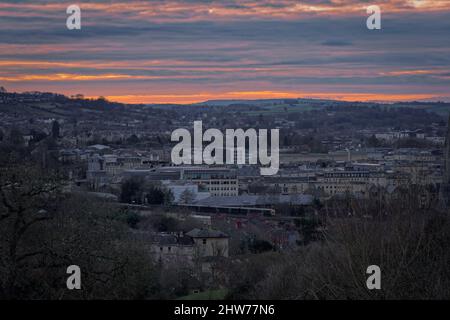 bath skyline sunset from bathwick fields Stock Photo - Alamy