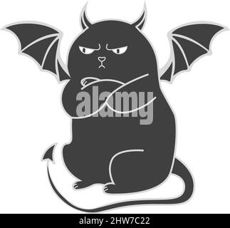 Devil Cat Grumpy isolated. Angry red demon pet. Vector illustration ...