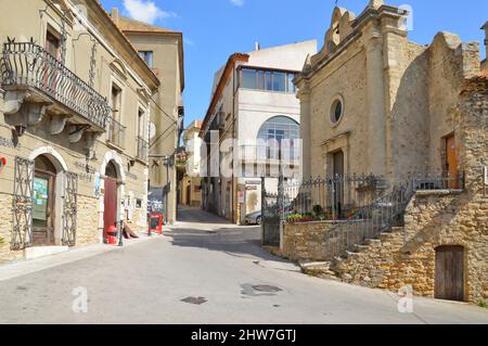 Characteristic narrow street in Acerenza, an old village in the ...