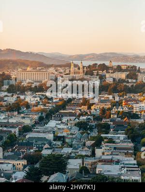 Evening view from the overlook at Tank Hill Park, in San Francisco ...