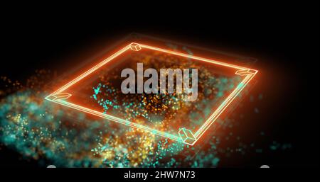 Image of neon orange boxing ring and glowing particles Stock Photo - Alamy