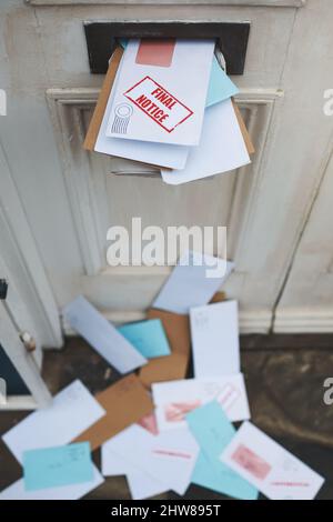 Crammed with correspondence. Cropped shot of letters in a letter box ...