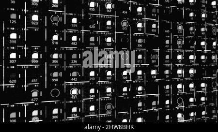 Abstract monochrome animation of stock market data and financial ...