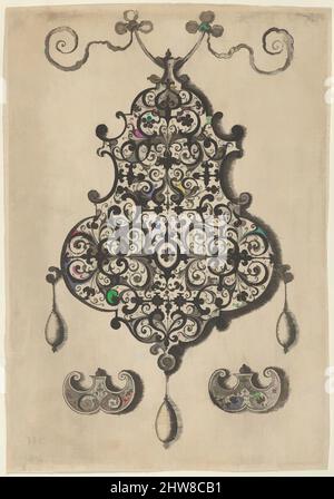 Design for the Verso of a Pendant with an Oval Motif Between Strapwork ...