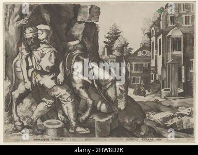 The Good Samaritan Putting the Traveller on His Donkey, from The ...