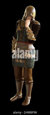 Man wears an ancient warrior robe. 3D Illustration Stock Photo - Alamy