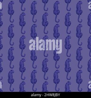 Leopard sit back seamless pattern. Vintage wildlife animals background ...