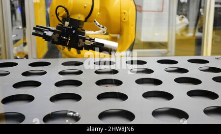 Robotic sorting system. Media. Gripper on universal robot is sorting ...