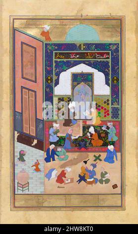 "Laila and Majnun in School", Folio 129 from a Khamsa (Quintet) of ...