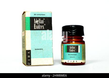 Vintage 1950s ADELFAN-ESIDREX CIBA, Hypotensive medicine with Reserpine ...