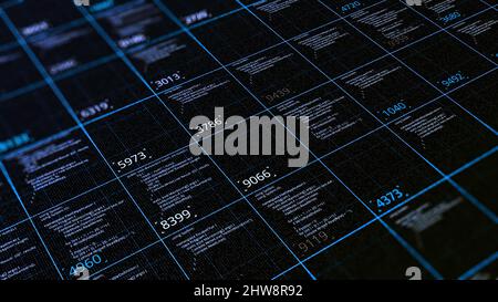 Table with computer code data. Animation. Informational table of computational codes and ...