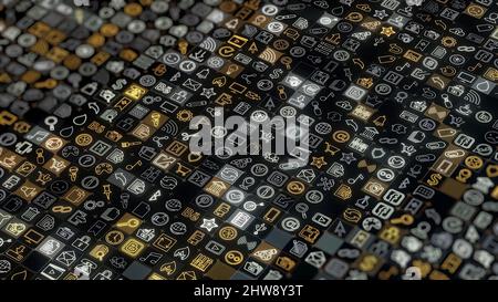 Abstract background Emoji icons. Animation. Many small color cells with ...
