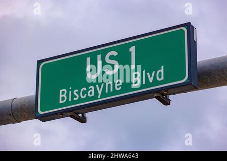 US1 Biscayne Blvd street sign in Miami Stock Photo - Alamy