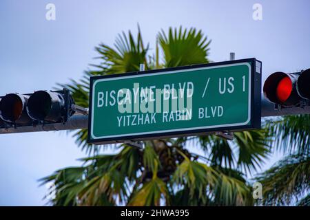 US1 Biscayne Blvd street sign in Miami Stock Photo - Alamy