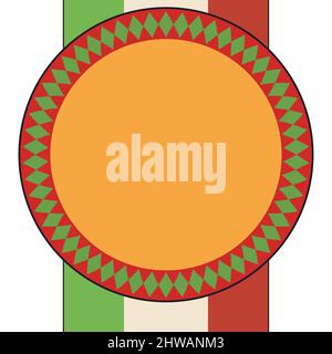 Template with red round button decorated with Chinese pattern around it ...