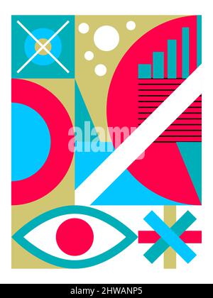 Bauhaus eye geometric art. 20s geometric design shapes with noise Stock ...