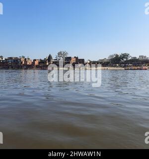 Krishna Temple at the Keshi Ghat on Yamuna river in Vrindavan near ...