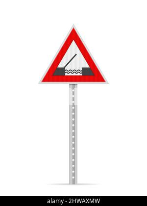 Warning sign with drawbridge symbol Stock Photo - Alamy