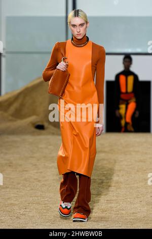 Model Angel Prost walks on the runway at the Gabriela Hearst fashion ...