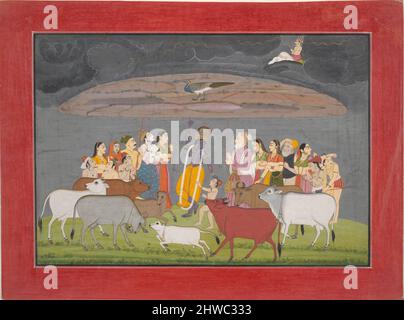 Lord Krishna Lifts Mount Govardhan Stock Photo - Alamy