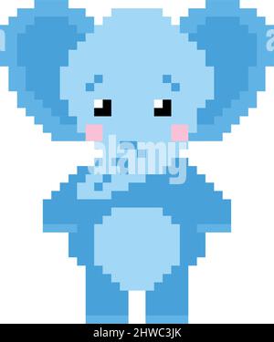 Elephant 8 Bit Pixel Art Animal Video Game Cartoon Stock Vector Image ...