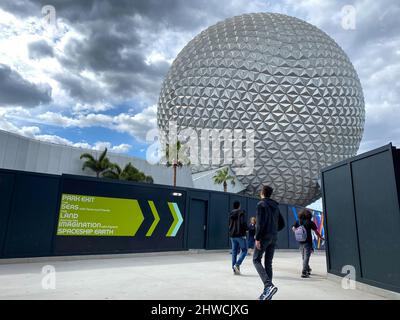 Orlando, FL USA- March 8, 2020: The Spaceship Earth ride at EPCOT in ...