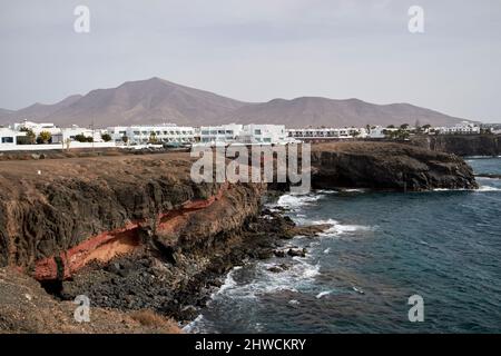 Rugged volcanic coastline, Las Coloradas, Playa Blanca, Lanzarote ...
