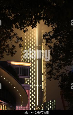 Suzhou, China. 23rd Jan, 2022. The main tower of "Time Square" district ...