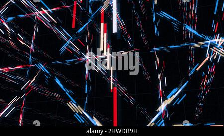 Abstract animation of 3D cyberspace matrix with strokes. Animation ...
