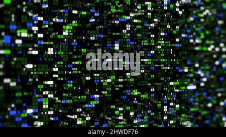 Background of many numbers. Animation. Coding of digital space with ...