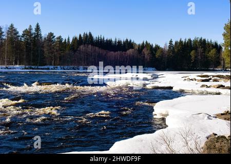 Scenes of a partly frozen river in Dalarna Stock Photo - Alamy