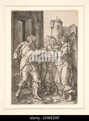 Lot and the Angels. Aldegrever, Heinrich (1502-1555/1561), graphic ...