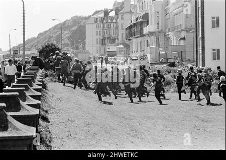Motor cycle rowdies in Folkestone. 26th May 1969 Stock Photo - Alamy