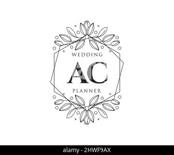 AC Initials letter Wedding monogram logos template, hand drawn modern ...