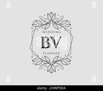 BV Initials letter Wedding monogram logos template, hand drawn modern ...