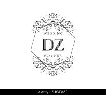 DZ Initials letter Wedding monogram logos collection, hand drawn modern ...