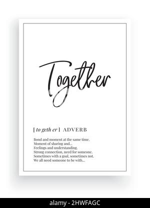 Together definition, vector. Minimalist poster design. Wall decals ...