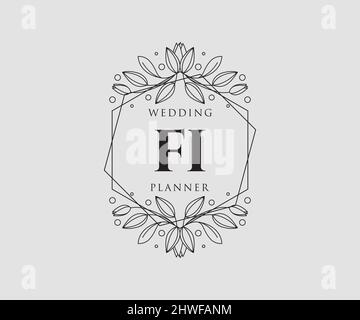 FI Initials letter Wedding monogram logos collection, hand drawn modern ...