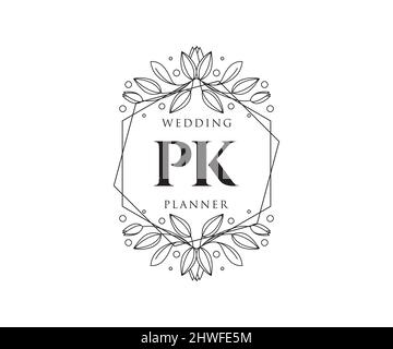 PK Initials letter Wedding monogram logos collection, hand drawn modern ...