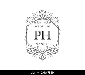 PH Initials letter Wedding monogram logos template, hand drawn modern ...