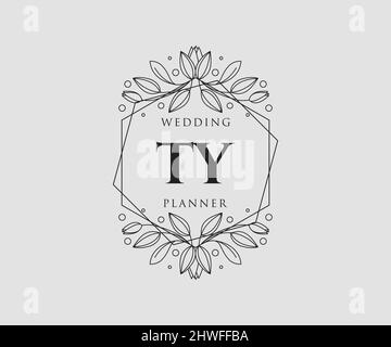 TY Initials letter Wedding monogram logos template, hand drawn modern ...