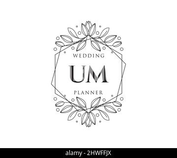 UM Initials letter Wedding monogram logos template, hand drawn modern ...