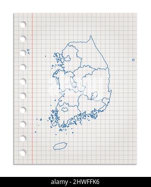 Realistic sheet of squared paper from a exercise book, paper torn from ...