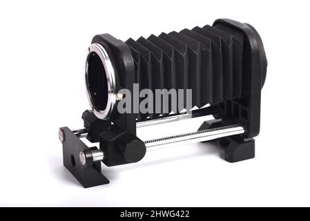 A macrophotography bellows mounted on a camera Stock Photo - Alamy